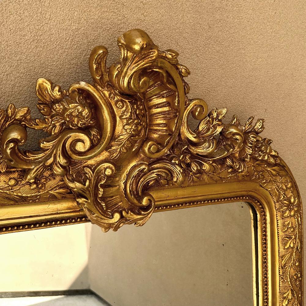Antique French Louis XV Gilded Wall Mirror For Sale at 1stDibs