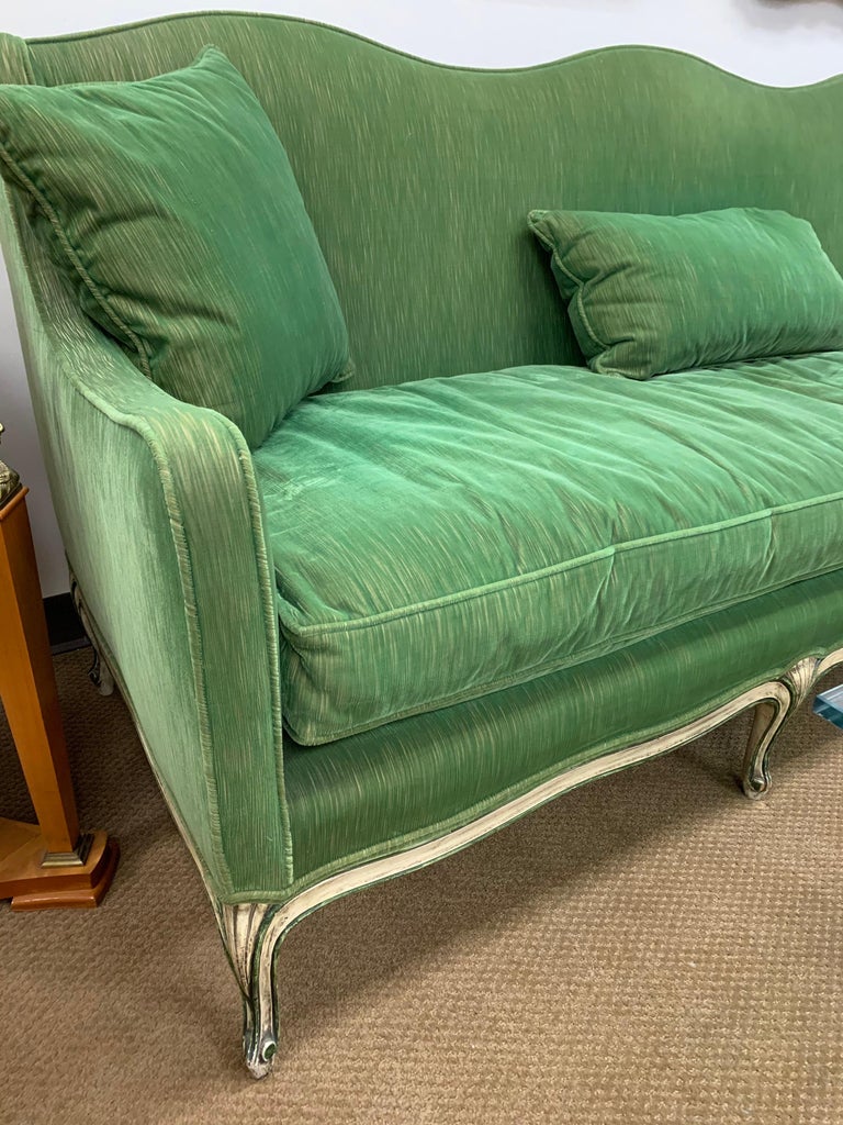 Antique French Louis XV Green Velvet Sofa at 1stDibs | antique green ...