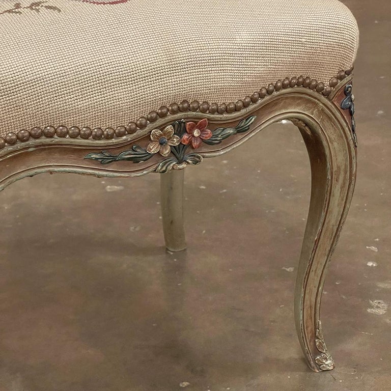 Antique French Louis XV Hand-Painted Needlepoint Footstool For Sale at ...