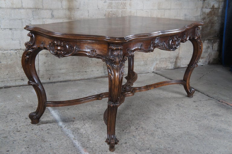 Antique French Louis XV Serpentine Rococo Walnut Dining Table Library ...