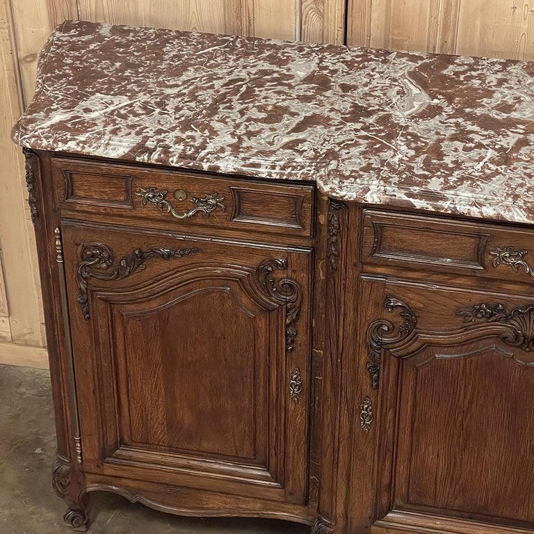 Antique French Louis XV Step-Front Marble Top Serpentine Buffet For ...