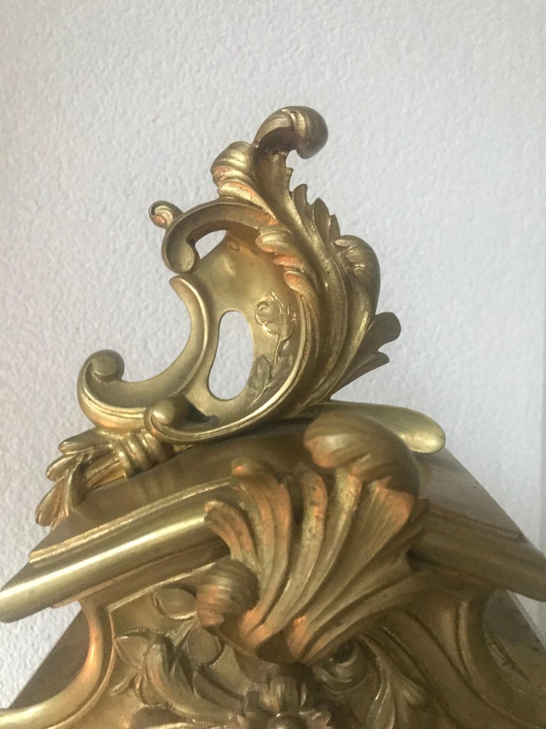 Antique French Louis XV Style Bronze Pendulum Mantel Clock with Flowery ...