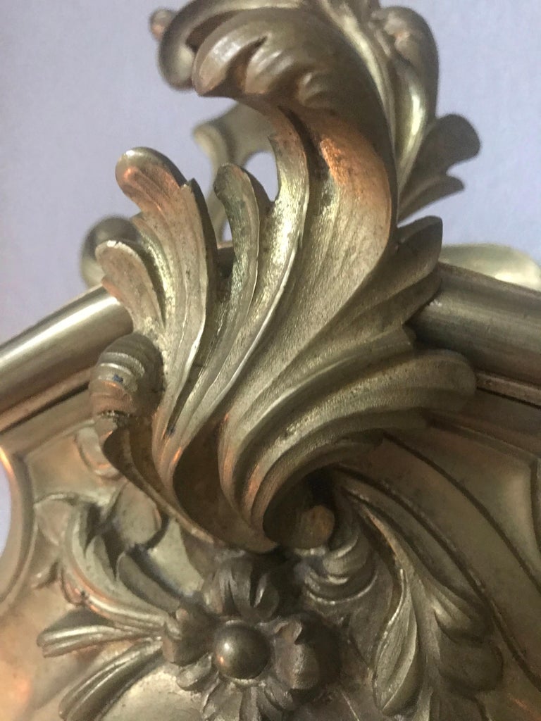 Antique French Louis XV Style Bronze Pendulum Mantel Clock with Flowery ...