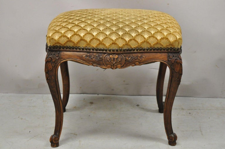 Antique French Louis XV Style Carved Walnut Orange Footstool Ottoman ...