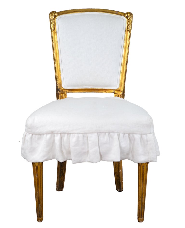 Antique French Louis XV Style Gilded Accent Chairs at 1stDibs