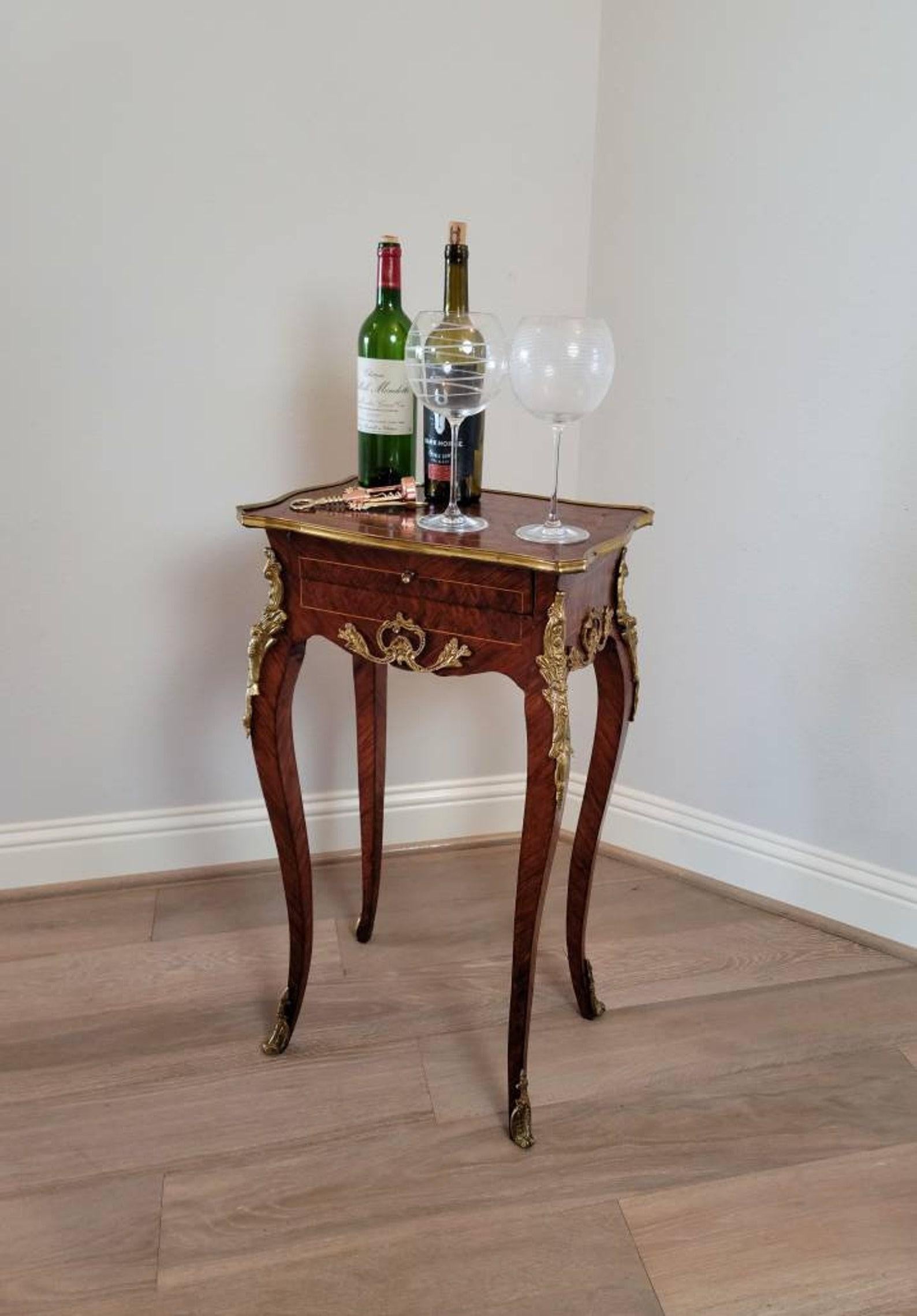Antique French Louis XV Style Rosewood Mahogany Side Table at 1stDibs
