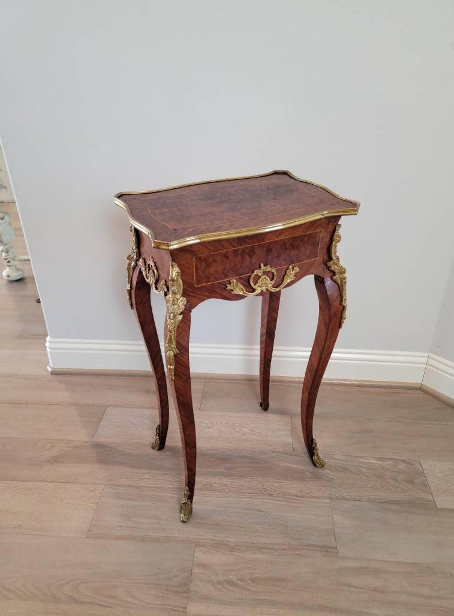 Antique French Louis XV Style Rosewood Mahogany Side Table at 1stDibs