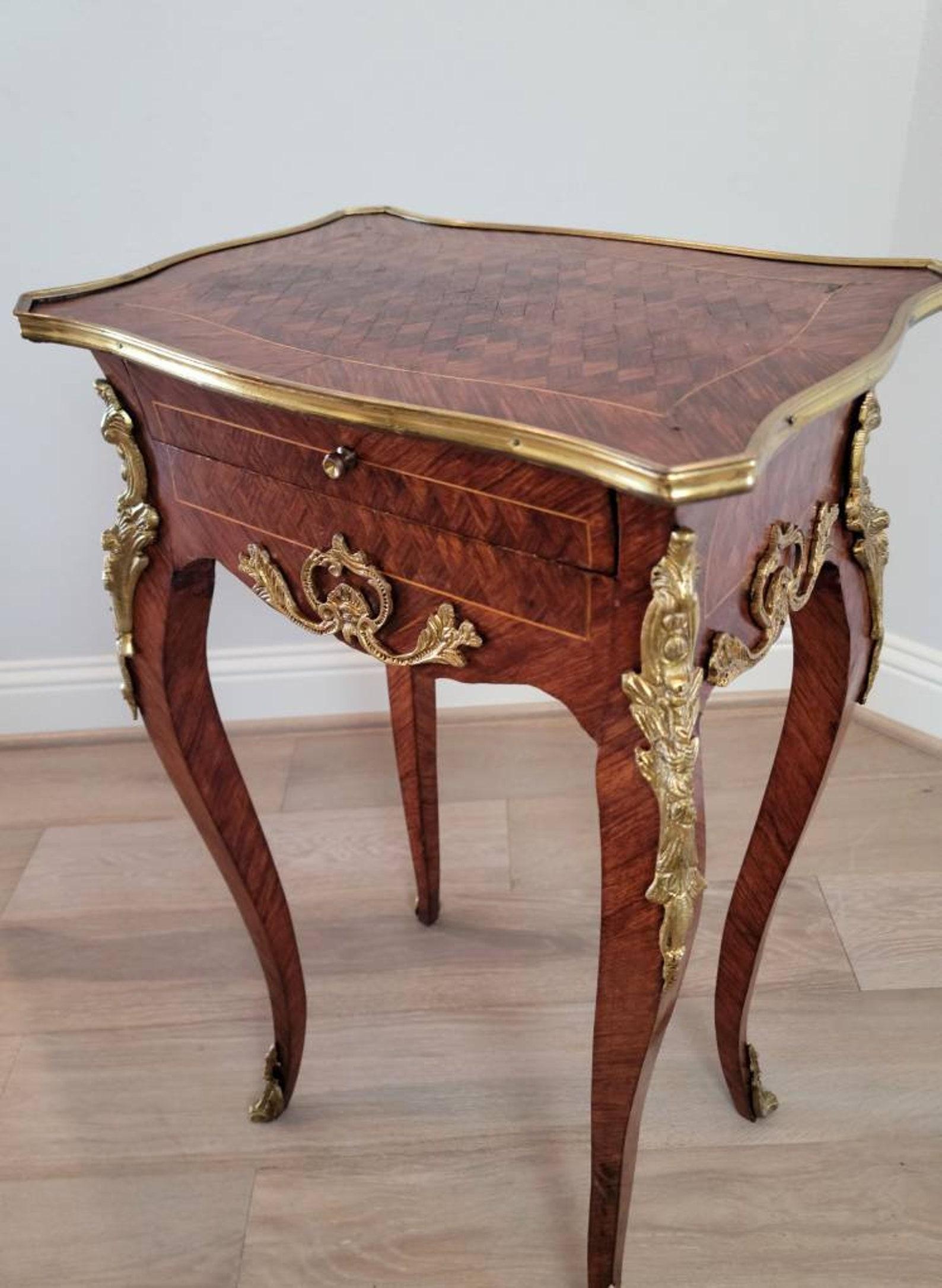 Antique French Louis XV Style Rosewood Mahogany Side Table at 1stDibs