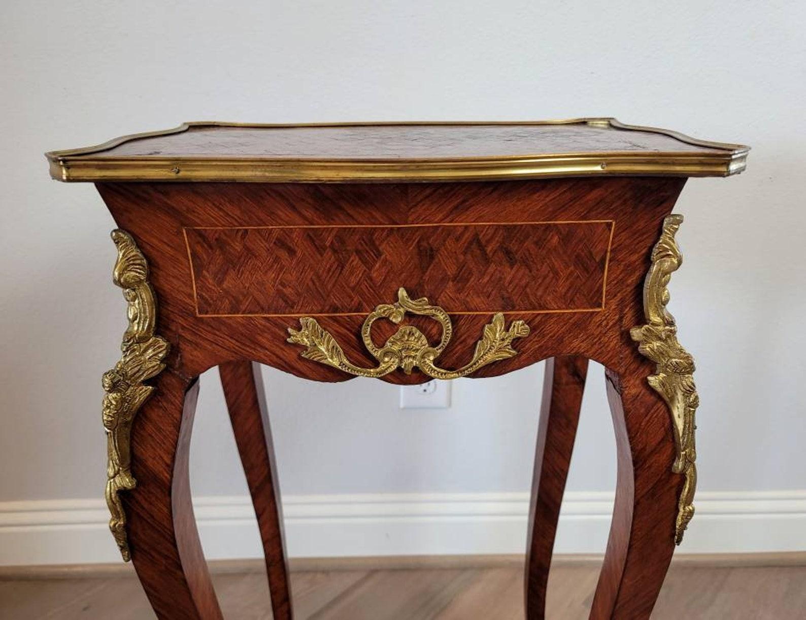 Antique French Louis XV Style Rosewood Mahogany Side Table at 1stDibs
