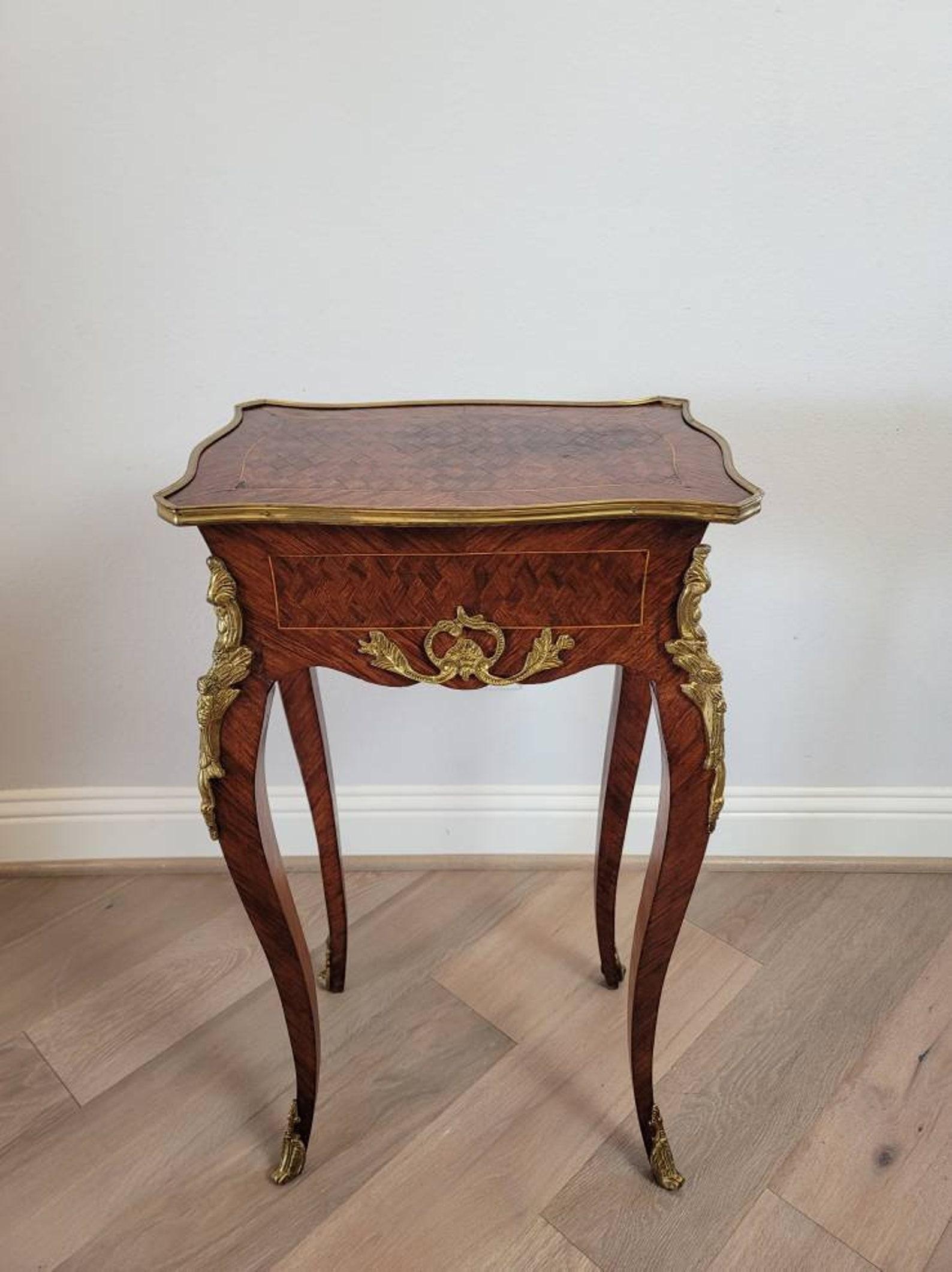 Antique French Louis XV Style Rosewood Mahogany Side Table at 1stDibs