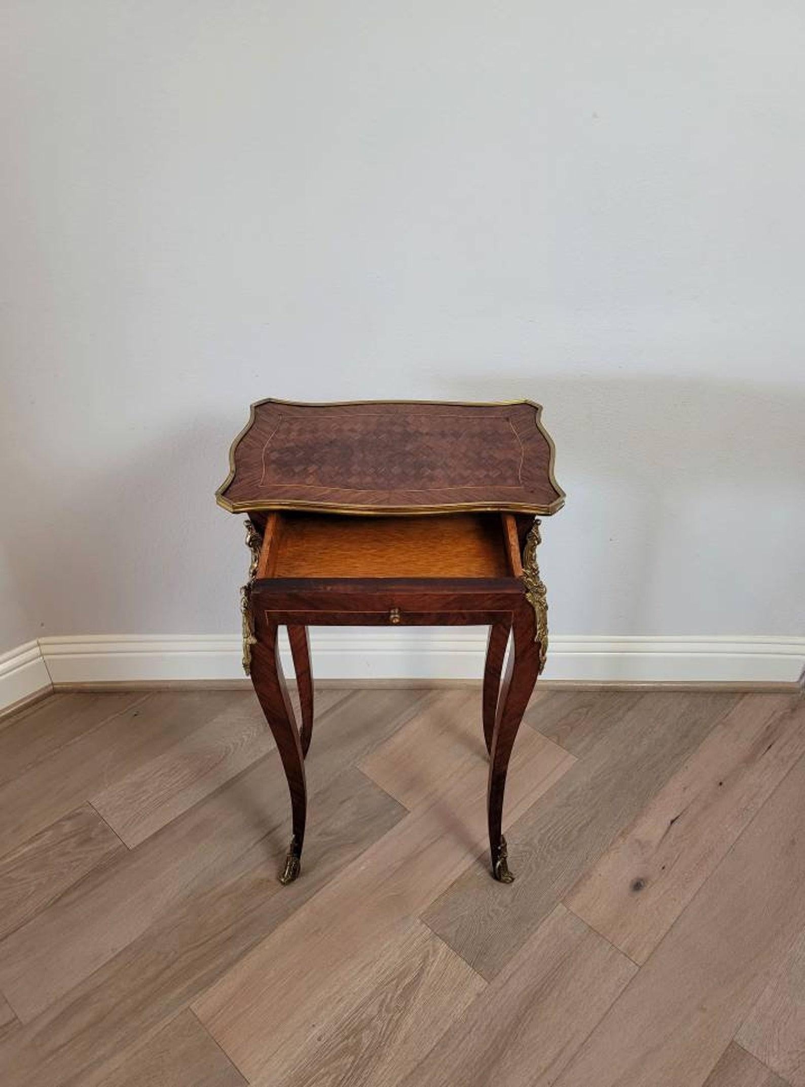 Antique French Louis XV Style Rosewood Mahogany Side Table at 1stDibs