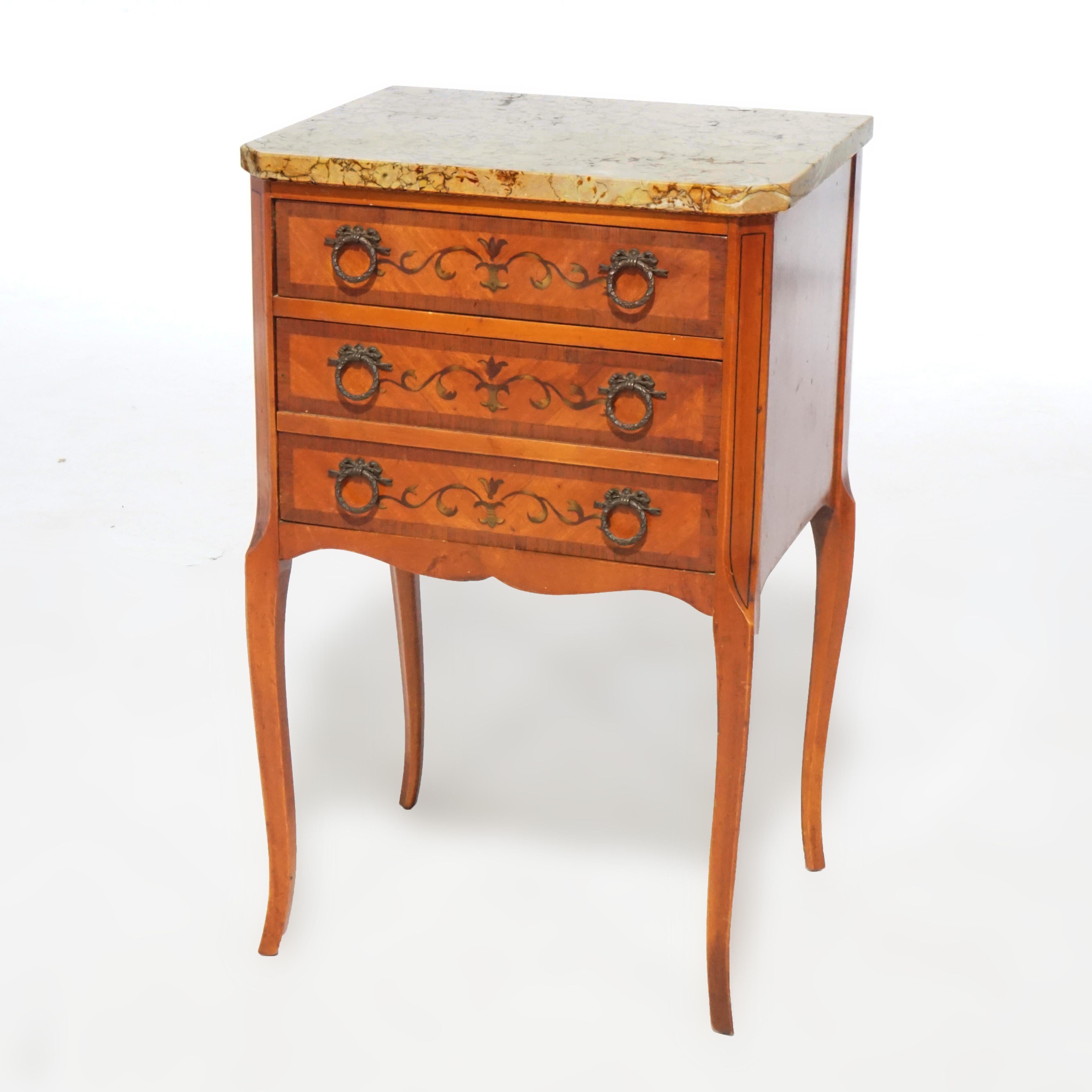 Antique French Louis XV Style Specimen Marble, Rosewood and Satinwood ...