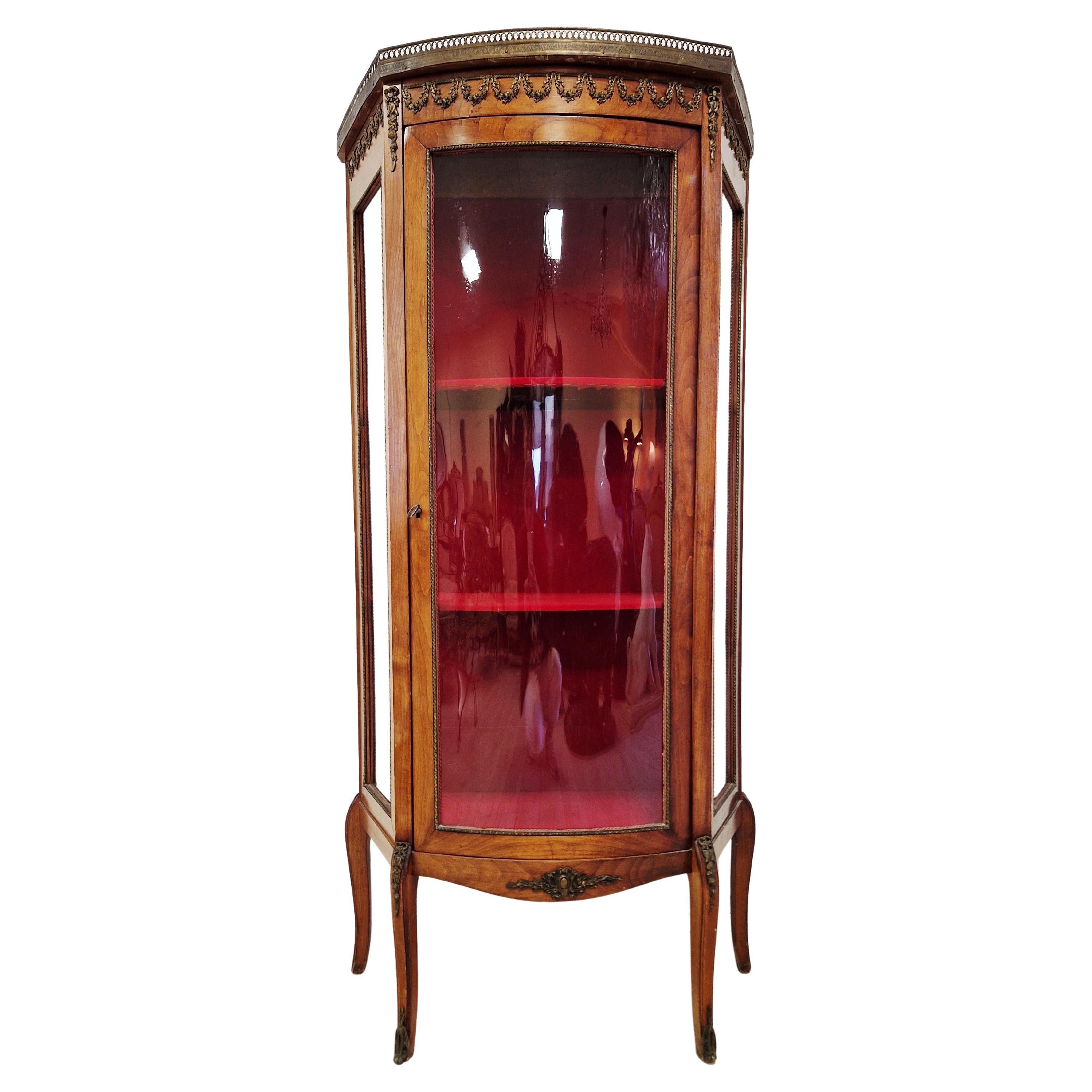 19th Century French Walnut and Ormolu Mounted Vitrine Cabinet For Sale ...