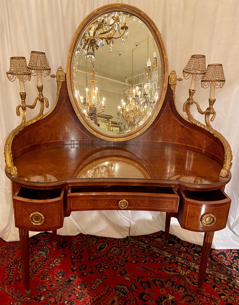 Antique French Louis XVI Bronze D' Ore and Briarwood Dressing Table ...