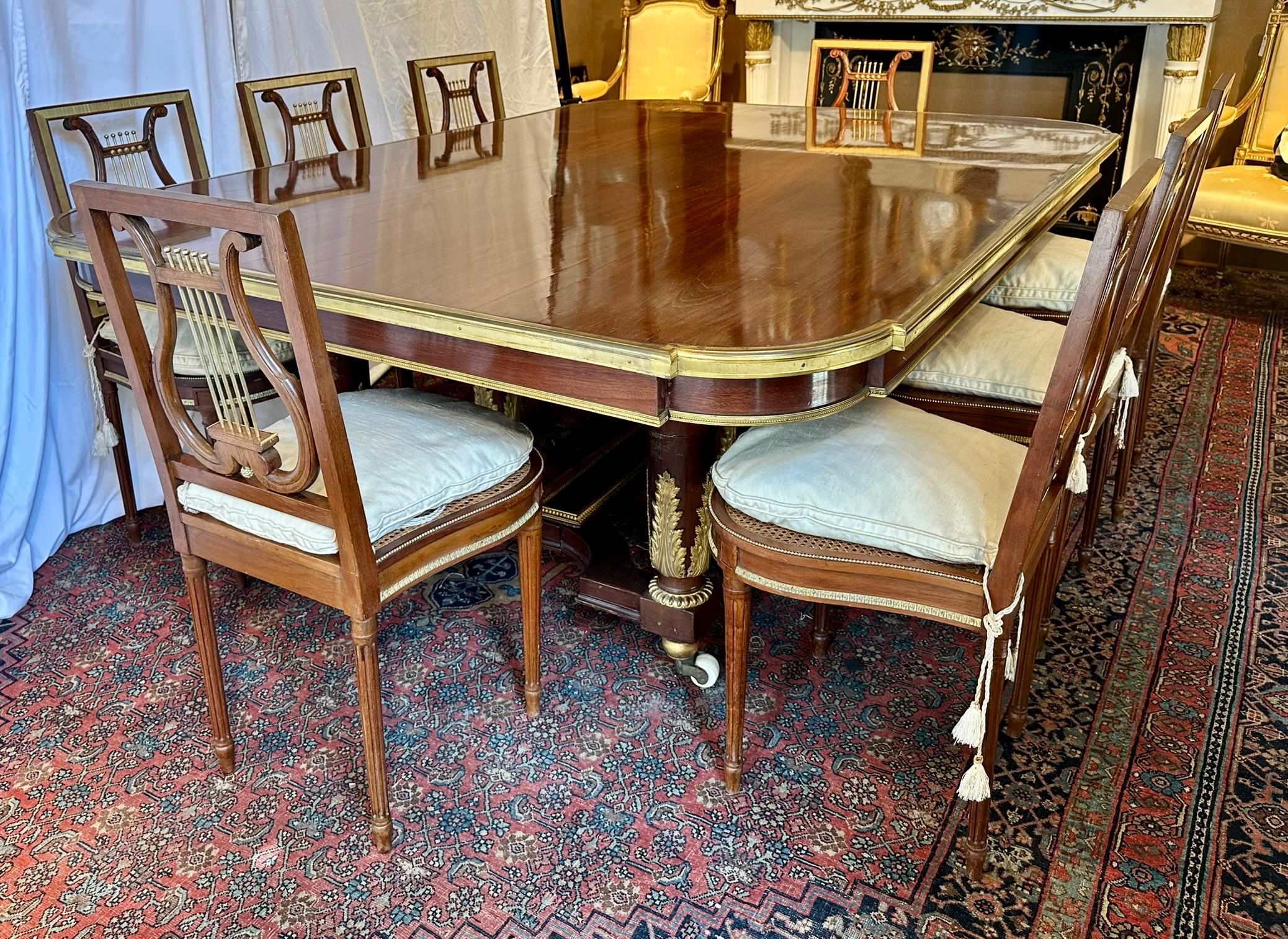 Antique French Louis XVI Ormolu Mounted Mahogany Dining Suite, Table ...