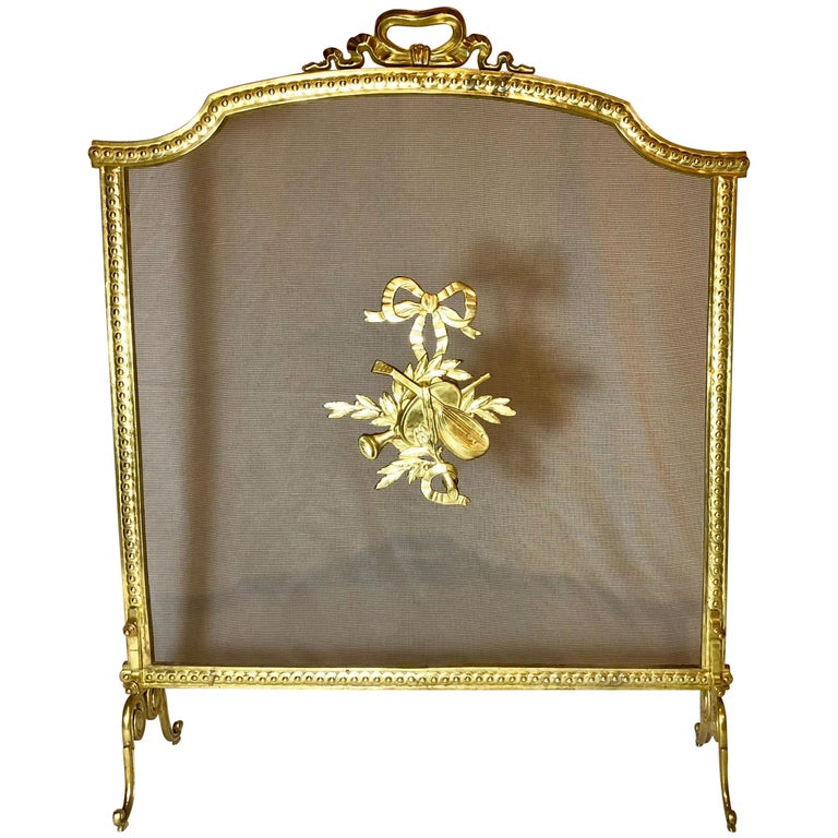 Antique French Louis XVI Bronze Fire Screen, circa 1890 at 1stDibs
