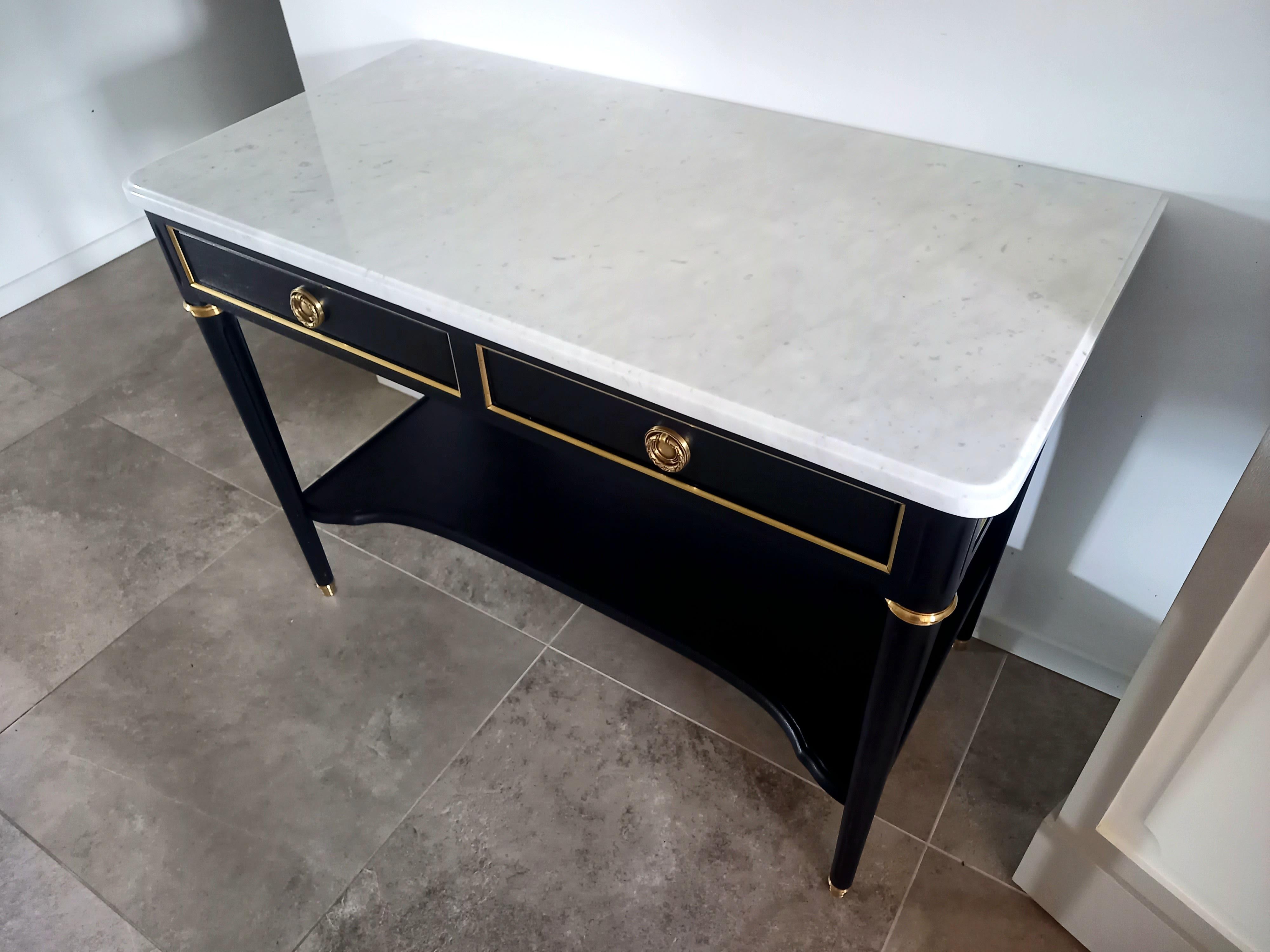 Antique French Louis XVI Chest Console, Bronze and Carrara Marble Top ...