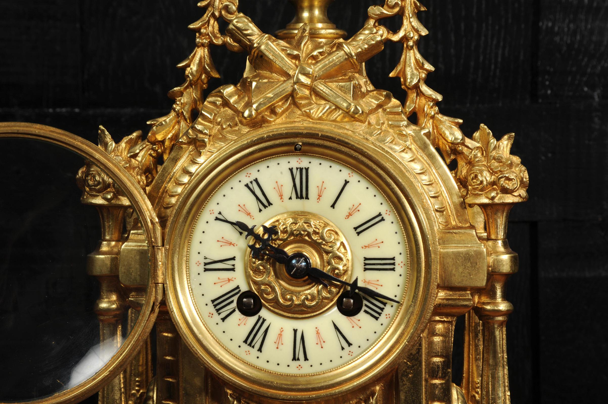 Antique French Louis XVI Gilt Bronze Clock For Sale at 1stDibs