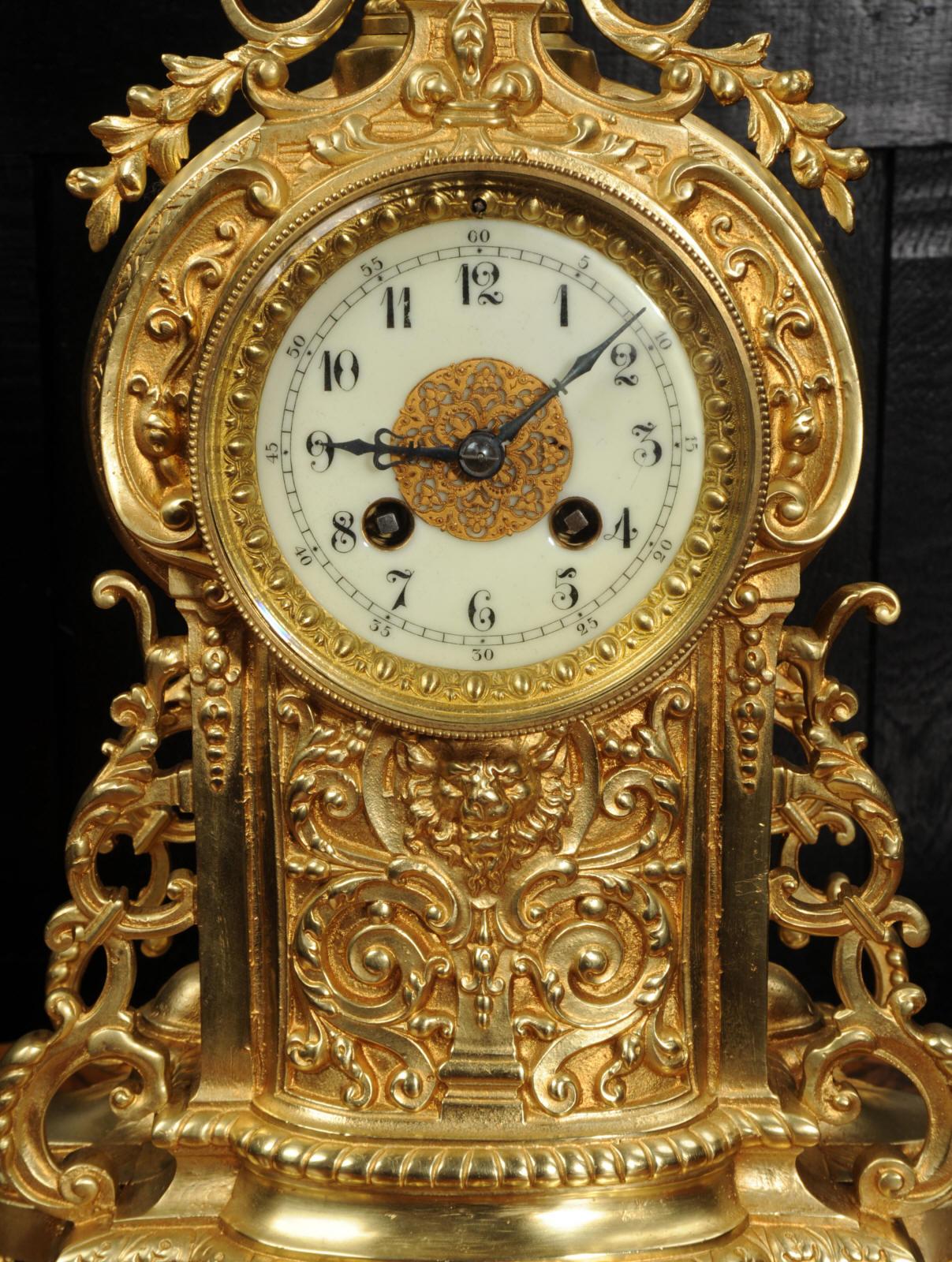 Antique French Louis XVI Gilt Bronze Clock For Sale at 1stDibs
