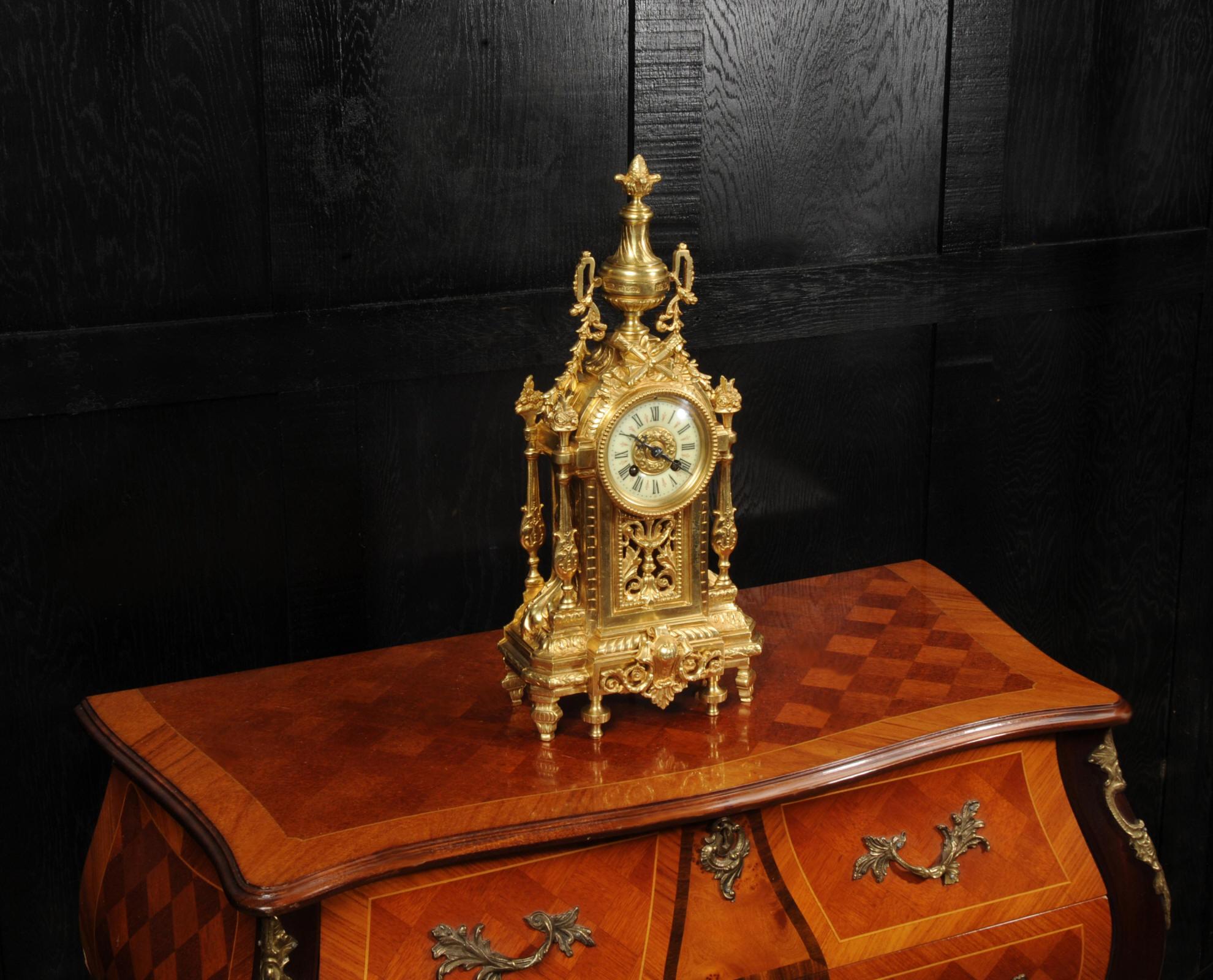 Antique French Louis XVI Gilt Bronze Clock For Sale at 1stDibs