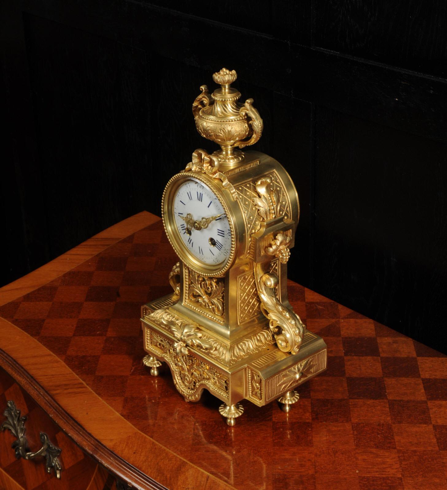 Antique French Louis XVI Gilt Bronze Clock at 1stDibs