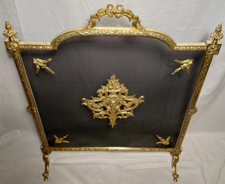 Antique French Louis XVI Gold Bronze Fire Screen, Circa 1890. For Sale ...