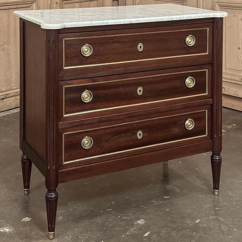 Antique French Louis XVI Mahogany Commode with Carrara Marble For Sale ...