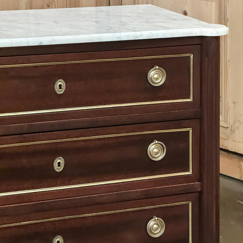 Antique French Louis XVI Mahogany Commode with Carrara Marble For Sale ...