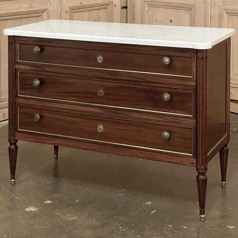 Antique French Louis XVI Mahogany Commode with Carrara Marble Top For ...