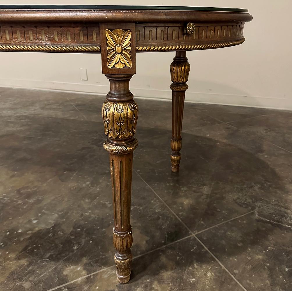 Antique French Louis XVI Mahogany Dining Table with Glass Topper For ...