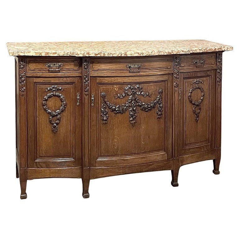 Antique French Louis XVI Marble Top Buffet For Sale at 1stDibs