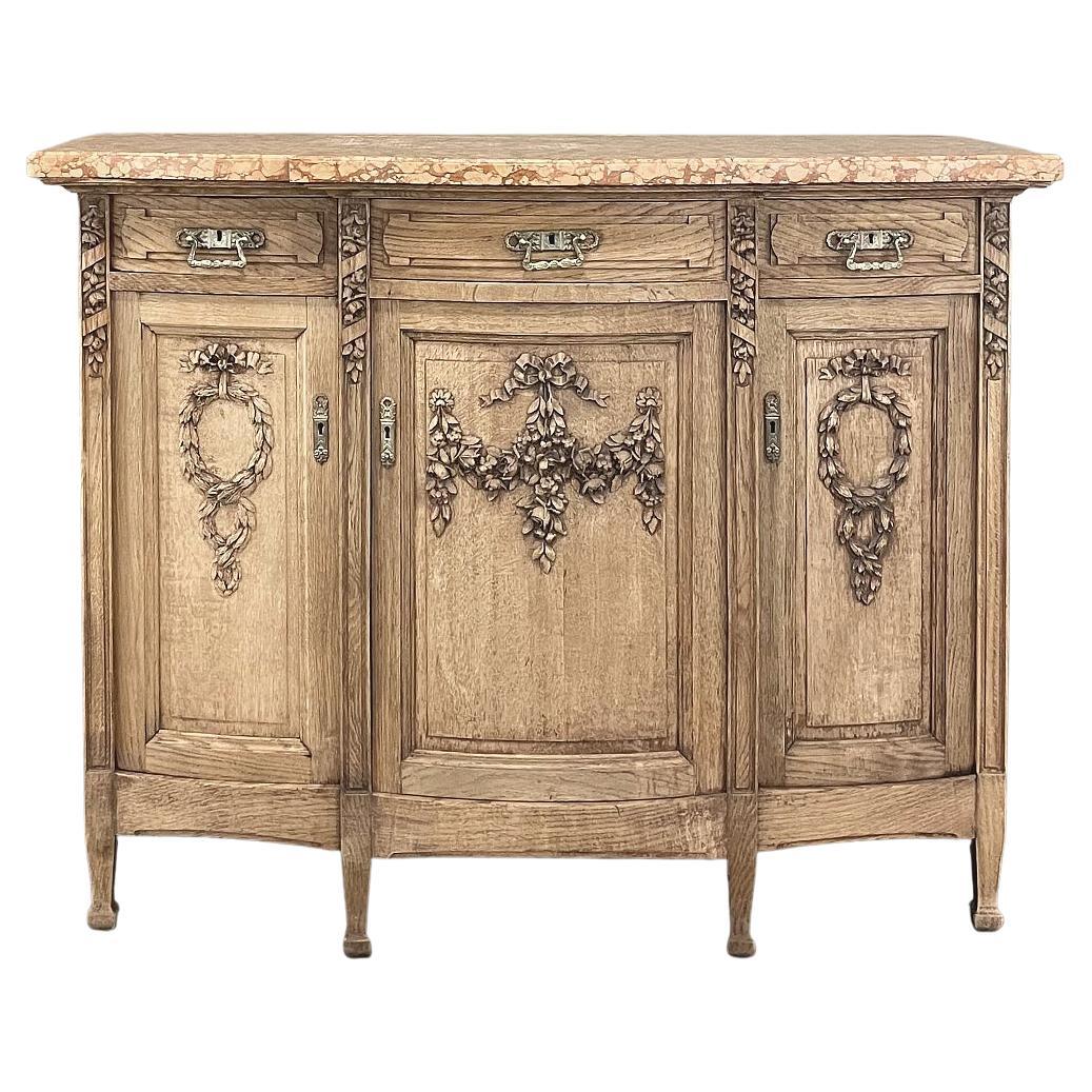Antique French Louis XVI Marble Top Buffet in Stripped Oak For Sale at ...