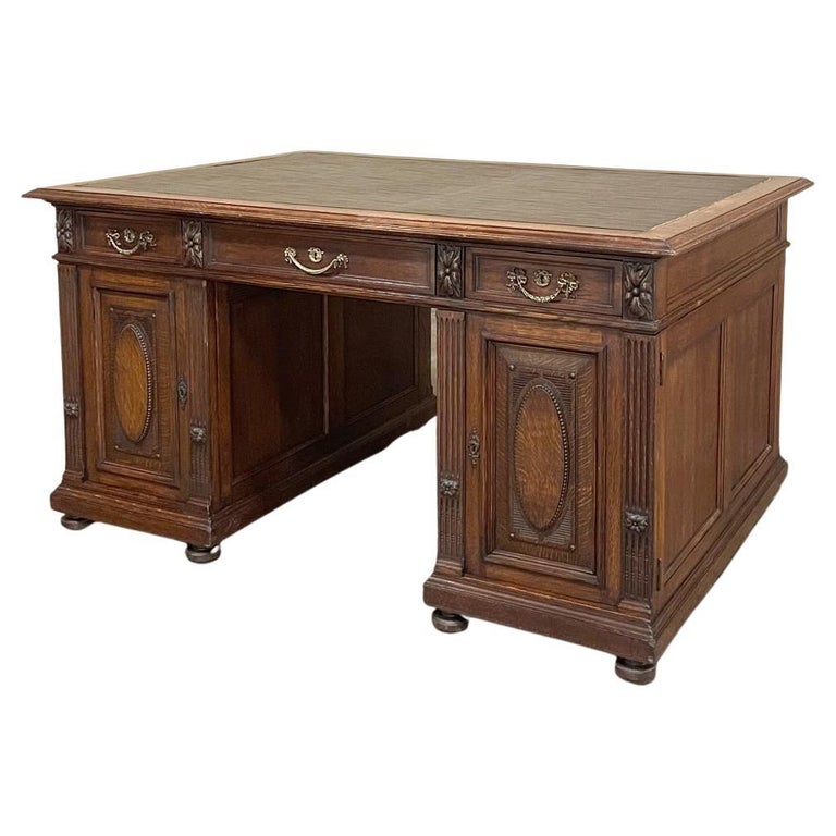 Antique French Louis XVI Neoclassical Double Faced Desk For Sale at 1stDibs