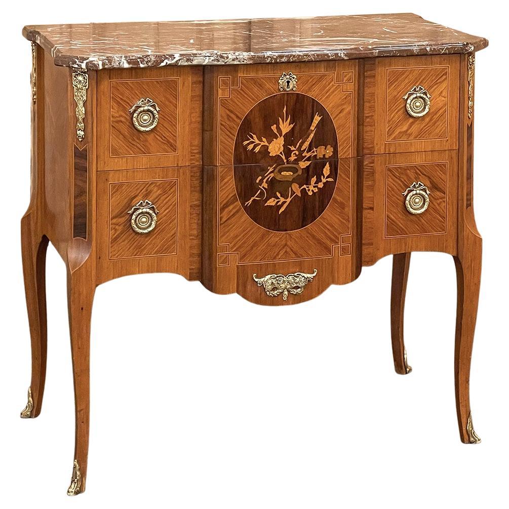 Antique French Louis XVI Neoclassical Marble Top Commode at 1stDibs
