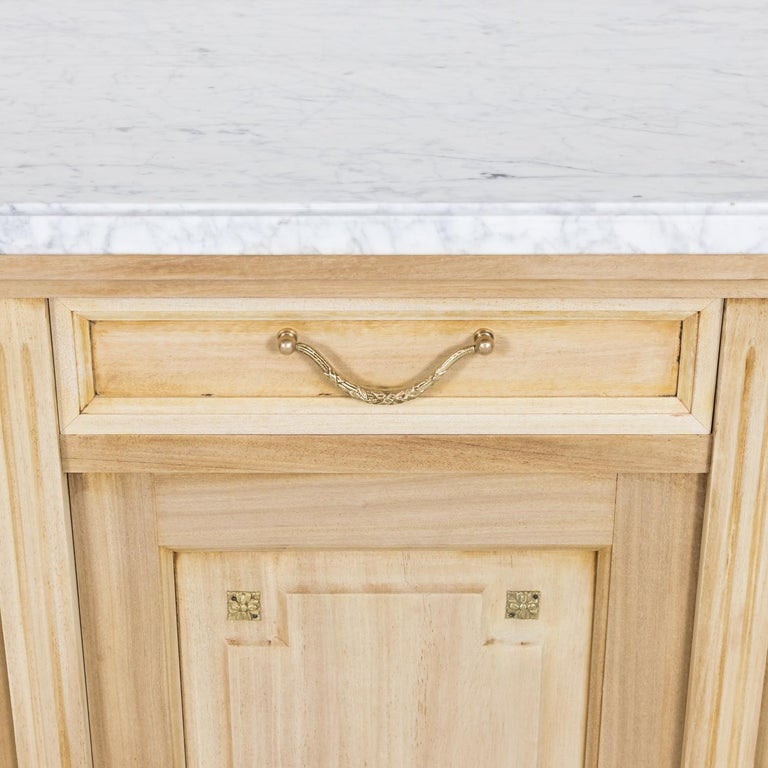 Antique French Louis XVI Style Bleached Enfilade Buffet with Carrara ...