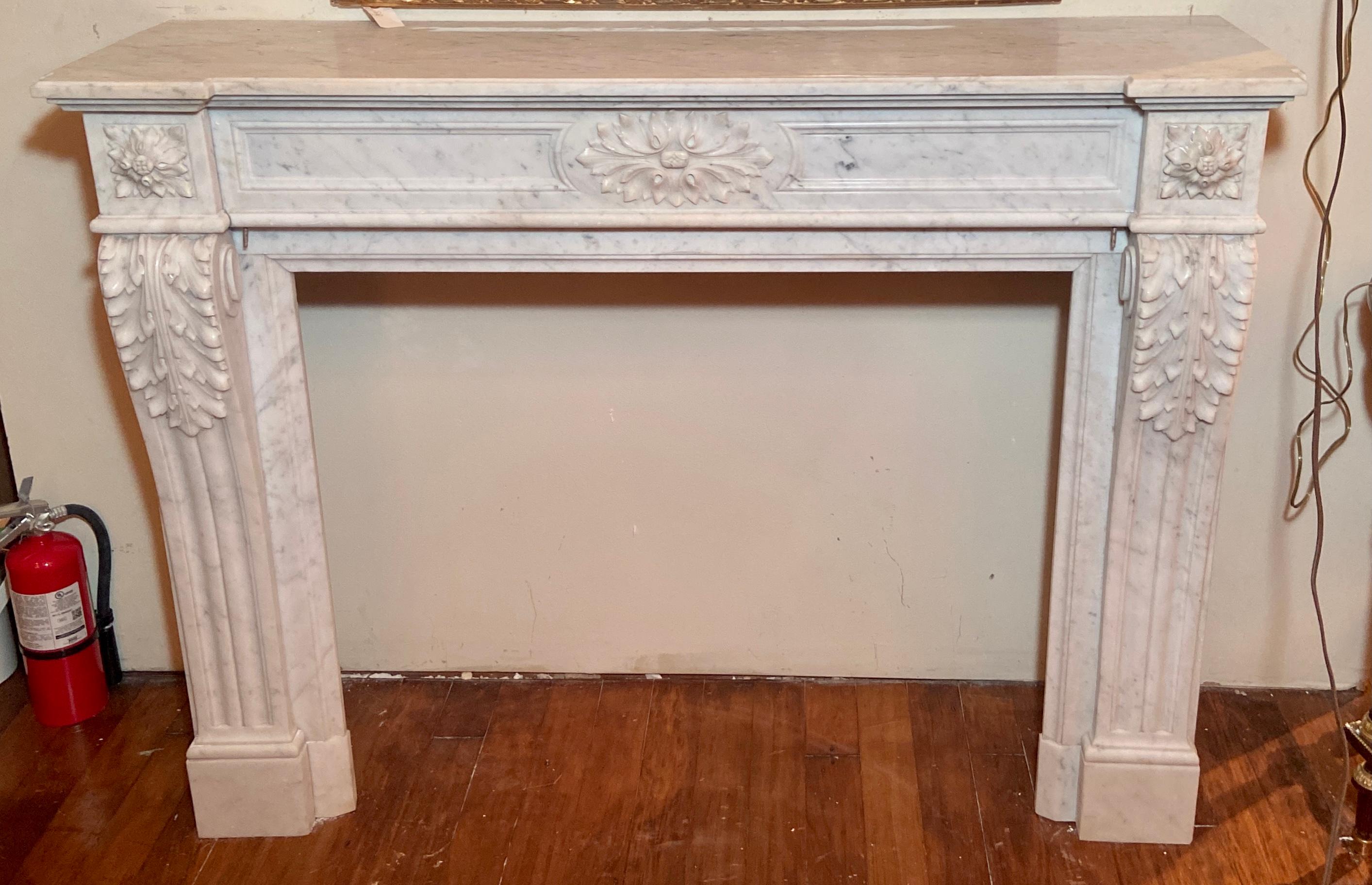 Antique French Louis XVI Style Carrara Marble Mantel, Circa 1860 For ...