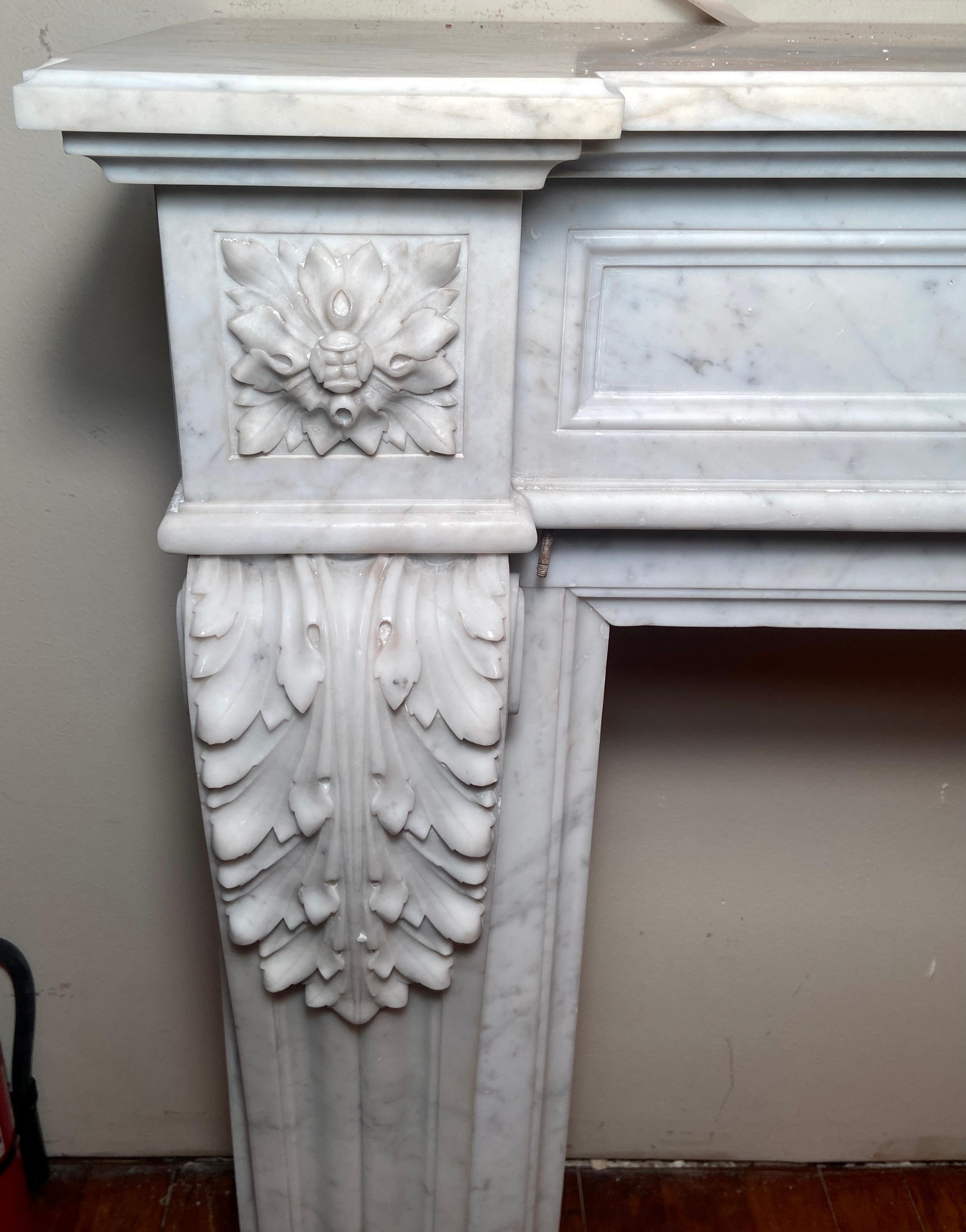 Antique French Louis XVI Style Carrara Marble Mantel, Circa 1860 For ...