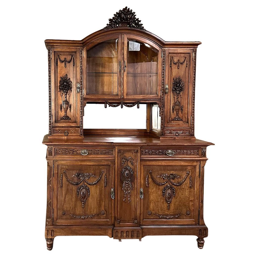 Antique French Louis XVI Walnut China Buffet For Sale at 1stDibs