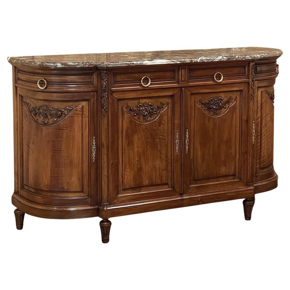 Antique French Marquetry Marble Top Buffet at 1stDibs