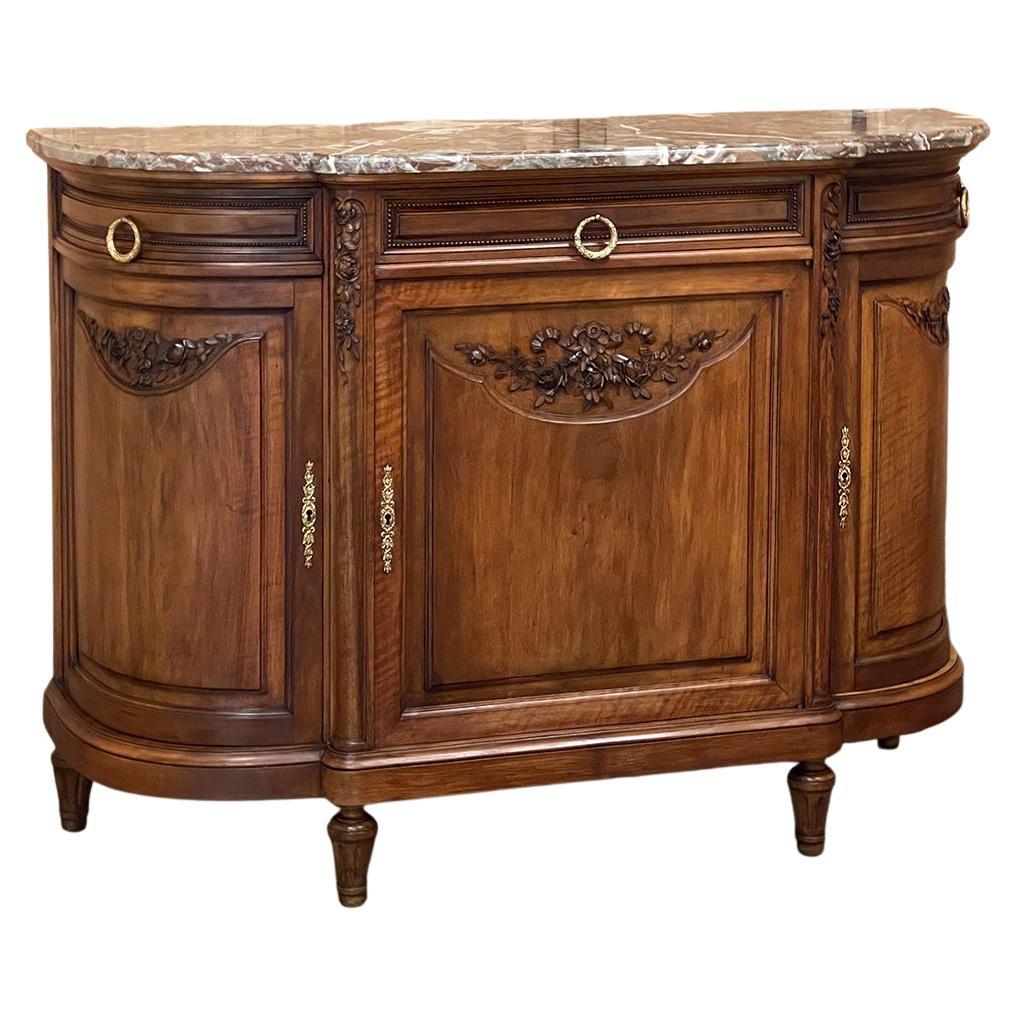 Antique French Marquetry Marble Top Buffet at 1stDibs
