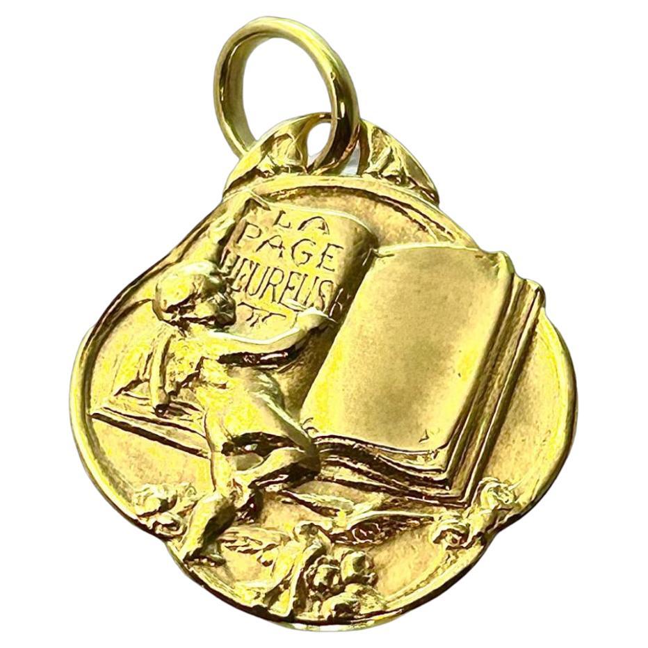 Antique French Love Token Lucky Charm Pendant Angel 18 ct Gold For Sale ...
