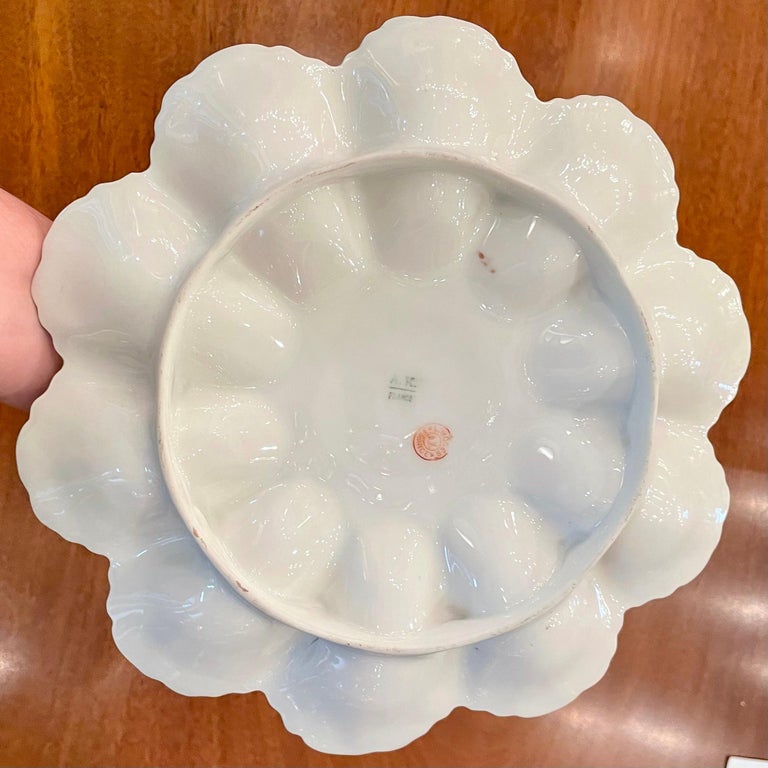 Antique French "M. and R. Limoges" Hand-Painted Porcelain Oyster Server ...