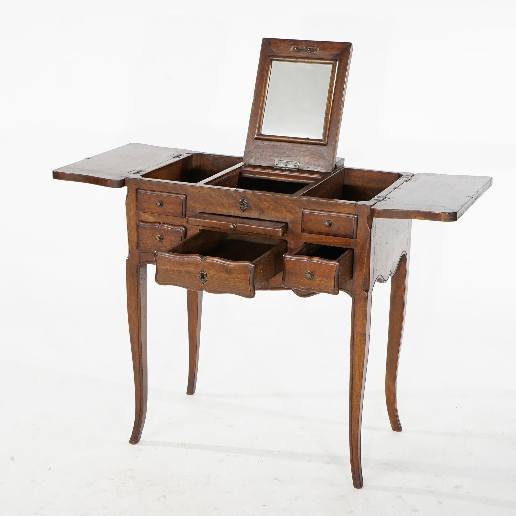 Antique French Mahogany Dressing Table with Mirror 19th C at 1stDibs