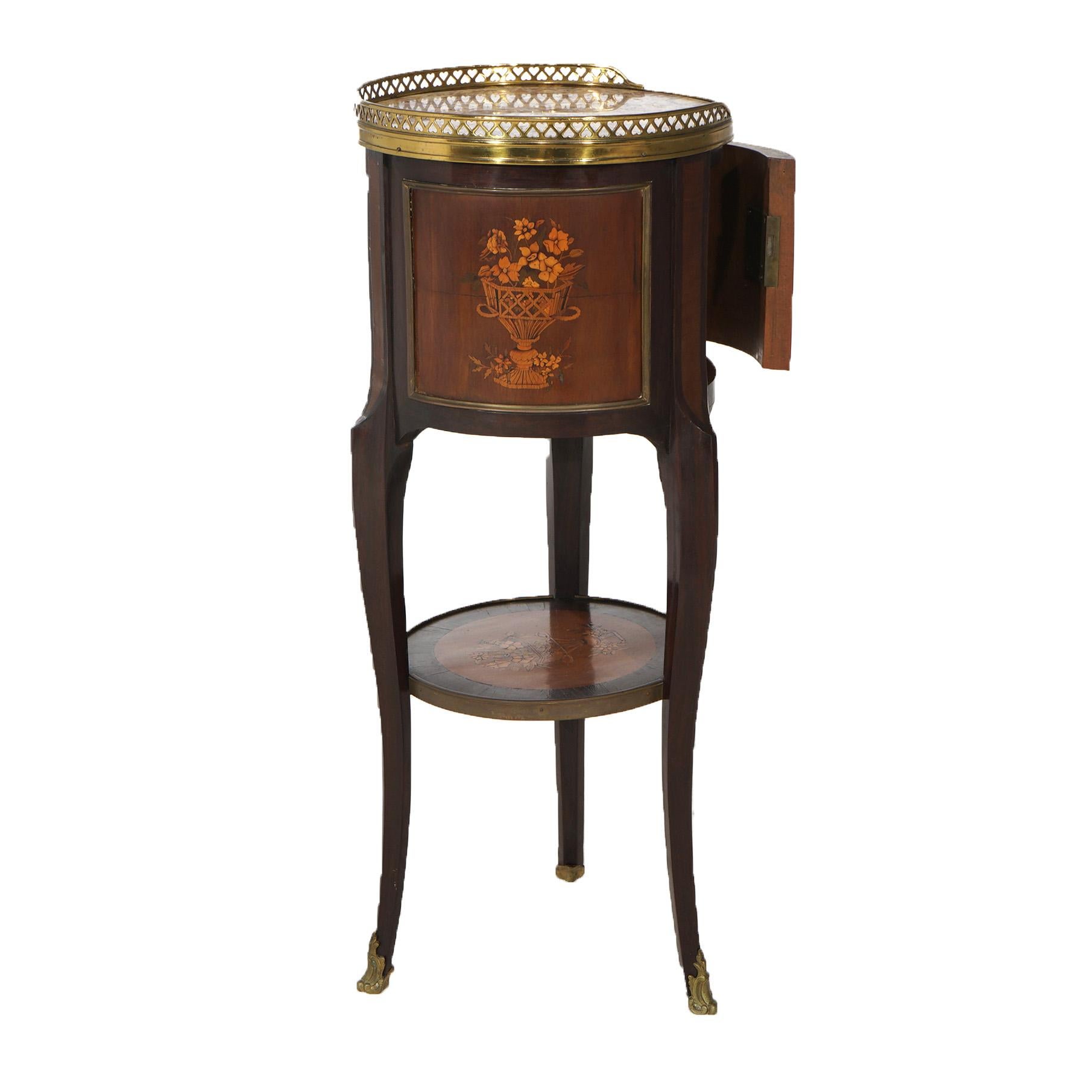 Antique French Mahogany, Marble Side Stand with Satinwood Marquetry ...