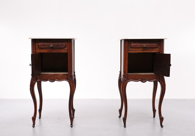 Antique French Mahogany Night Stands, 1900 For Sale at 1stDibs