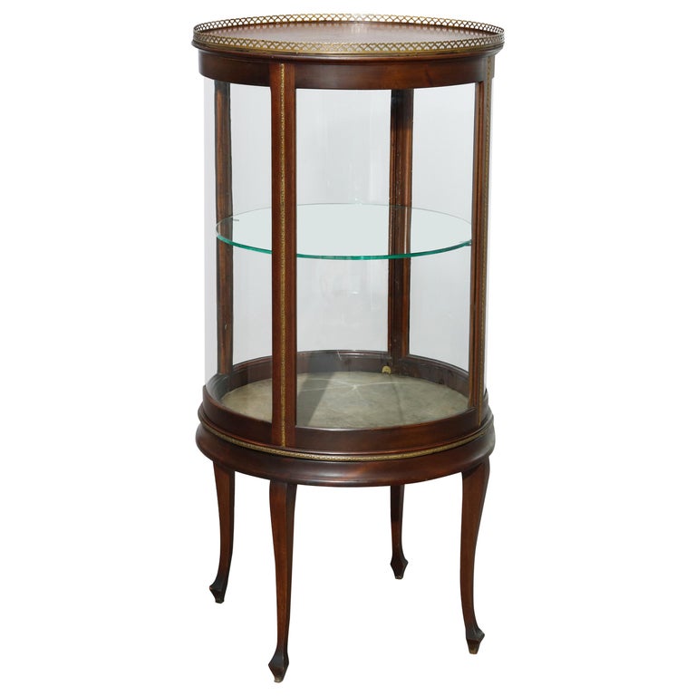Antique French Mahogany and Ormolu Round Vitrine, Circa 1910 at 1stDibs