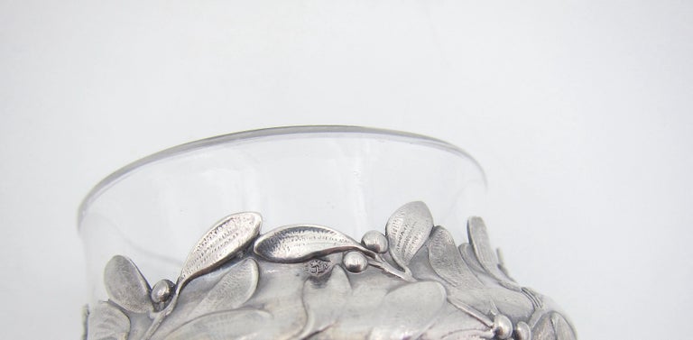 Antique French Maison Murat 950 Silver Mistletoe Salt Cellars with ...