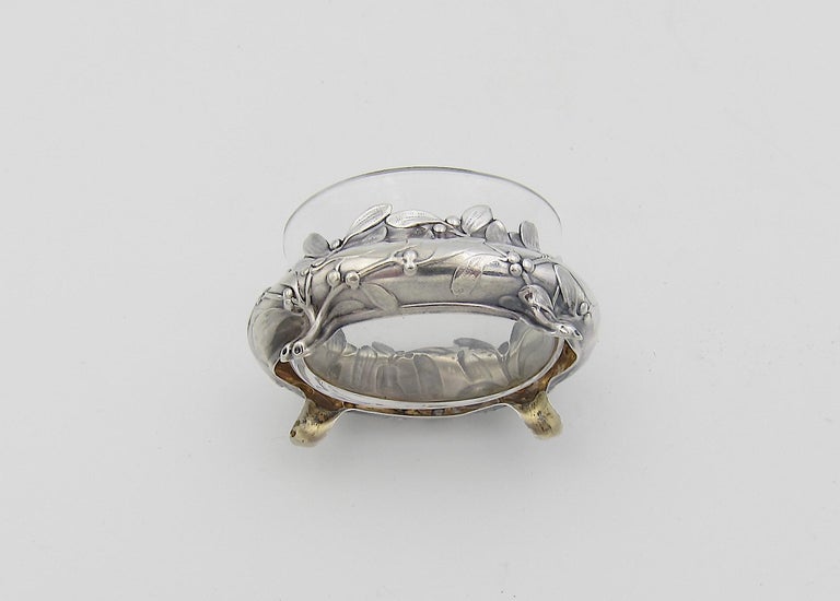 Antique French Maison Murat 950 Silver Mistletoe Salt Cellars with ...