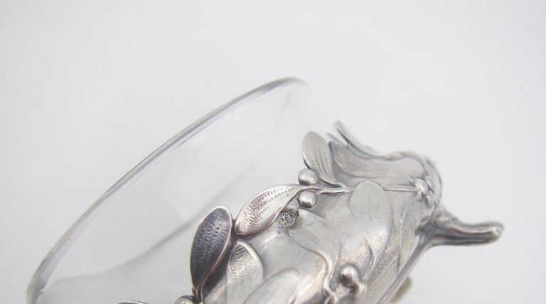 Antique French Maison Murat 950 Silver Mistletoe Salt Cellars with ...