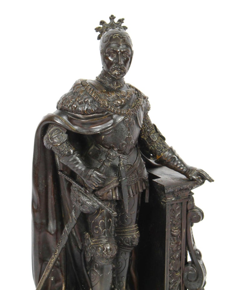 Antique French Malachite and Bronze Sculpture of a Knight in Armour ...